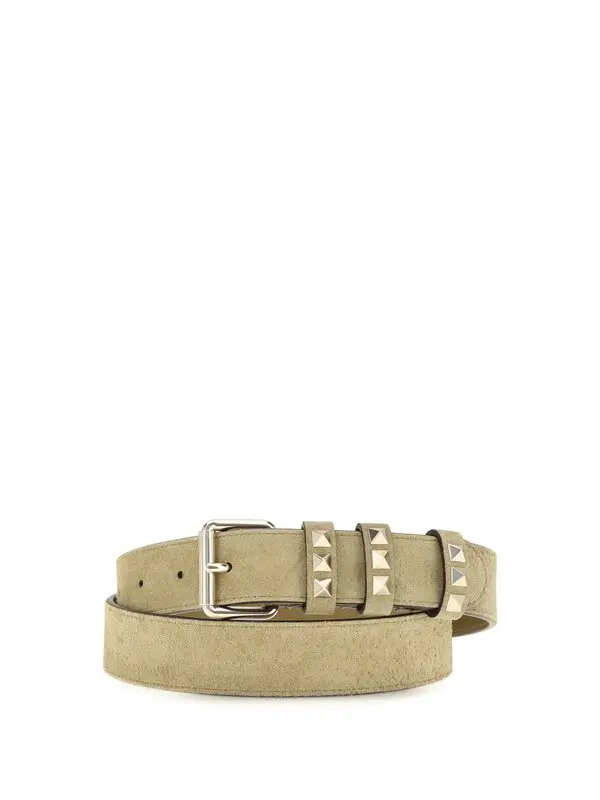Valentino Garavani Rockstud Suede Belt - Cream