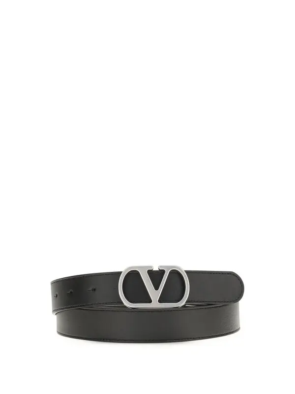Valentino Garavani Vlogo Signature Leather Belt - Black