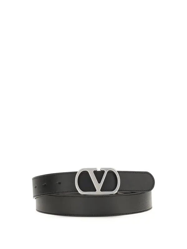Valentino Garavani Vlogo Signature Leather Belt - Black