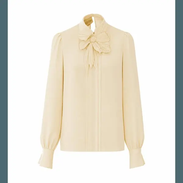 Valentino Garavani Embroidered Crepe De Chine Shirt - Yellow