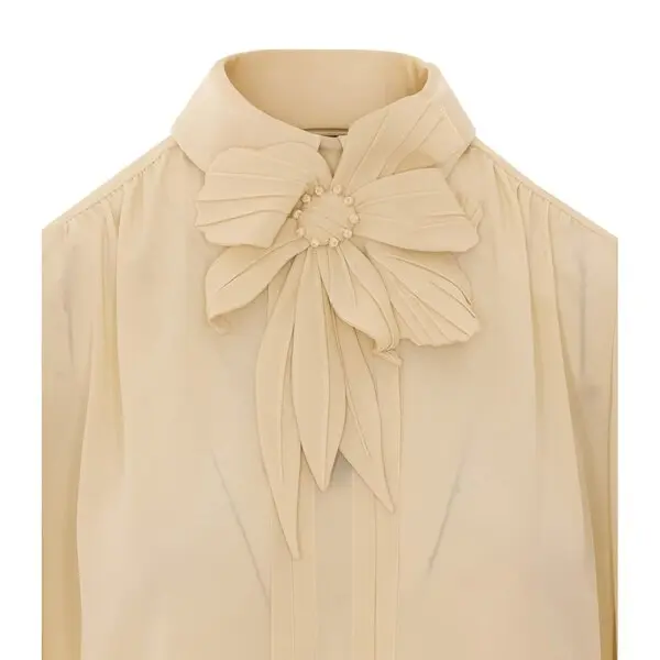 Valentino Garavani Embroidered Crepe De Chine Shirt - Yellow