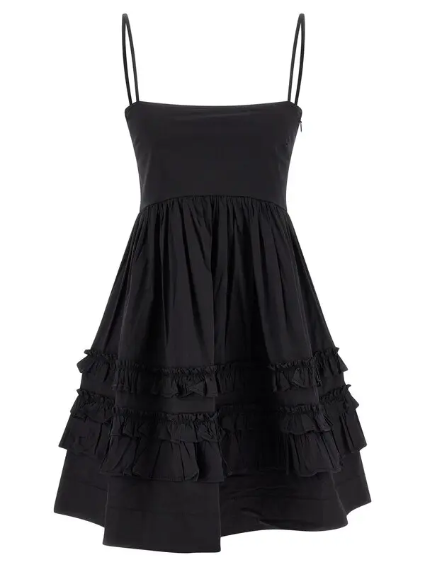 GANNI Mini Frill Dress - Black