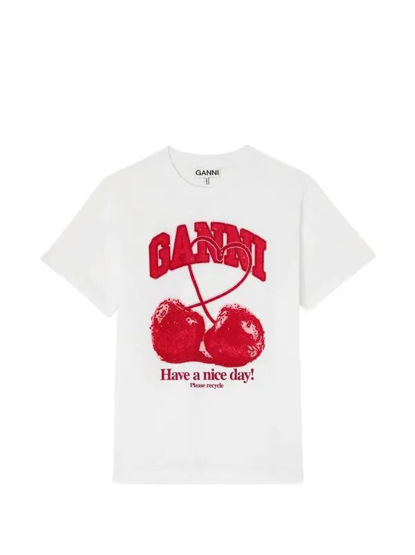 GANNI Printed Cotton T-shirt - Multicolor