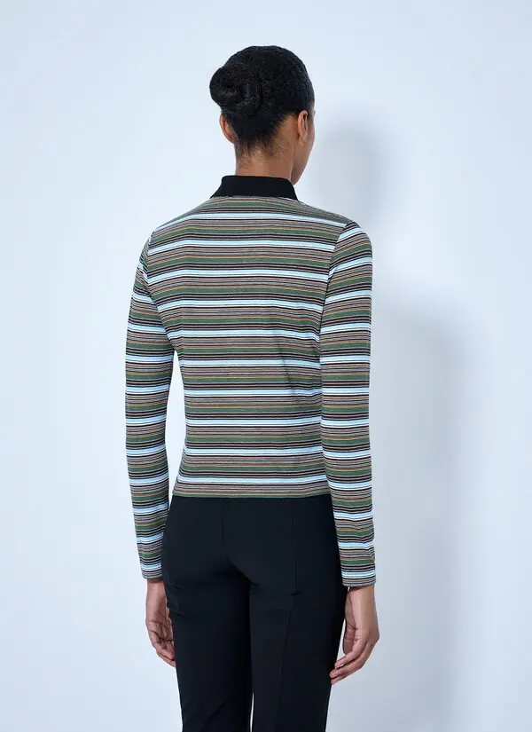 Marni Striped Long Sleeve Polo Shirt - Blue
