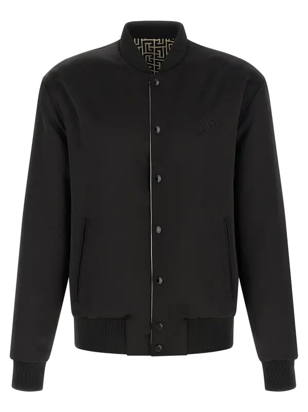 Balmain Monogram' Reversible Bomber Jacket - Black