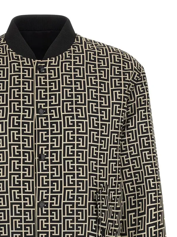 Balmain Monogram' Reversible Bomber Jacket - Black