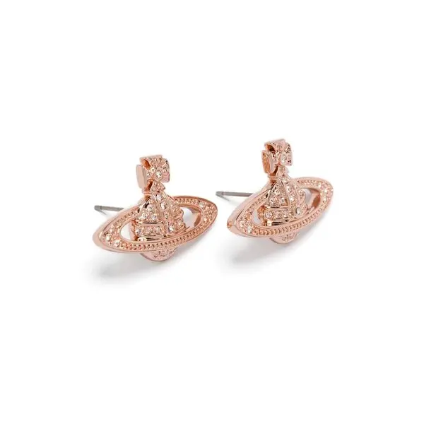 VIVIENNE WESTWOOD Rose Gold Plated Crystal Stud Earrings - Pink