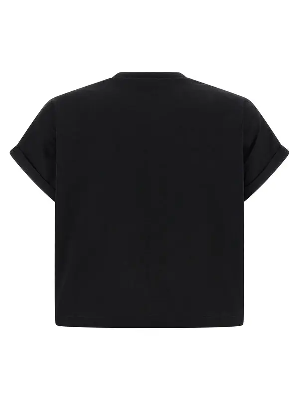 Balmain Cropped Cotton Crewneck T-shirt - Black