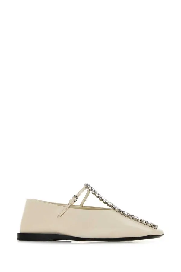JIL SANDER Ivory Leather Ballerinas