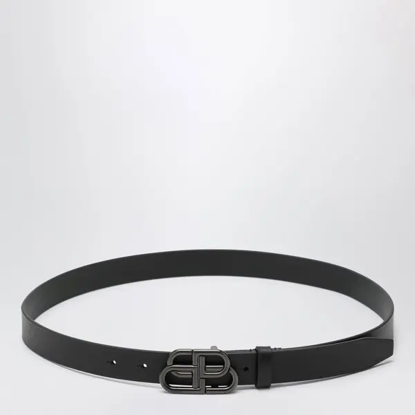 Balenciaga Slim Bb Calfskin Leather Belt - Black