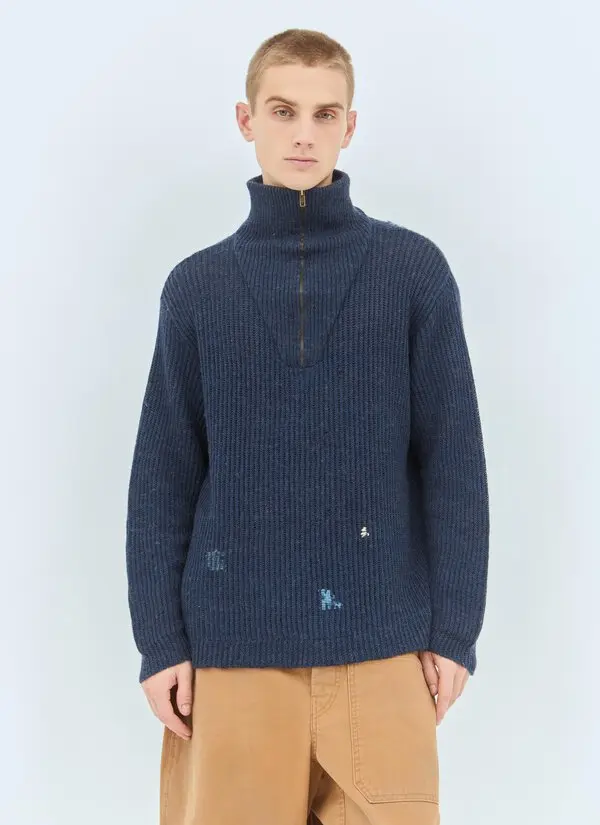 MAISON MARGIELA Summer Shetland Knit Sweater - Blue