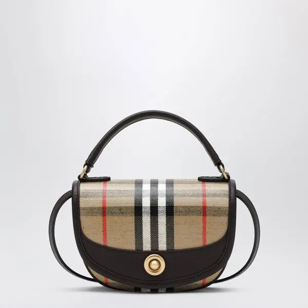 Burberry Highlands Mini Bag In Cotton And Linen Sand - Cream
