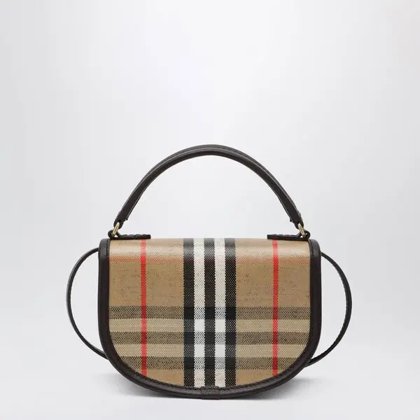 Burberry Highlands Mini Bag In Cotton And Linen Sand - Cream