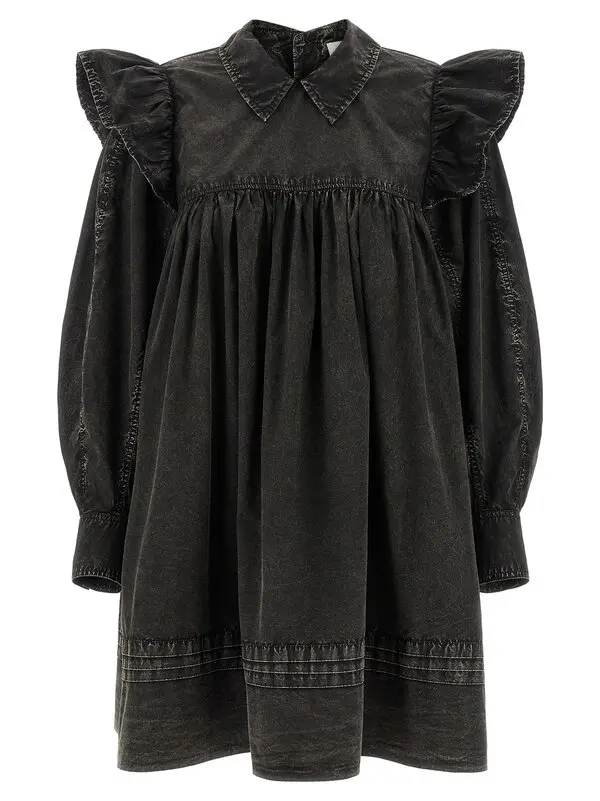 GANNI Washed Mini Shirt Dress - Black