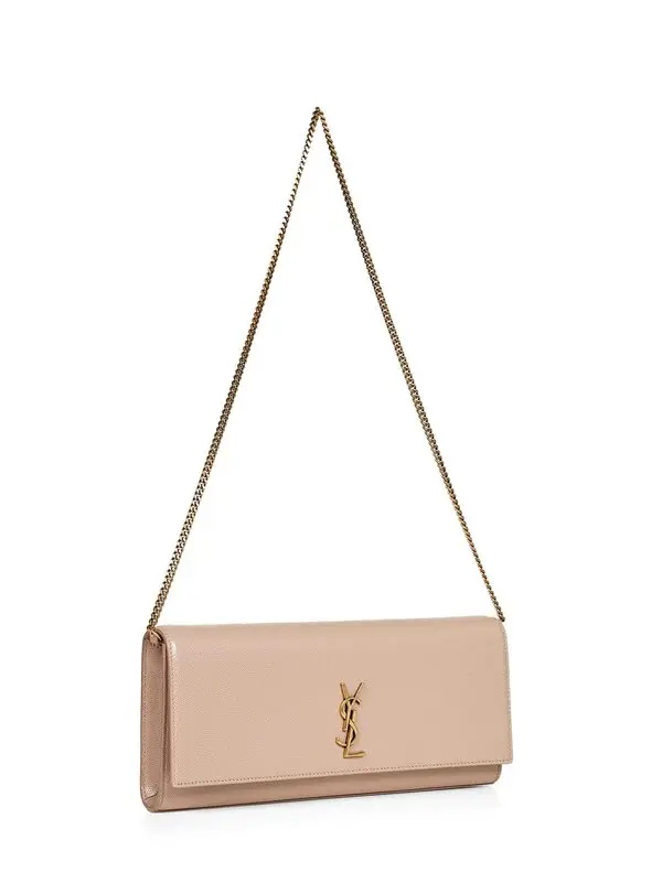Saint Laurent Dark Beige Kate Clutch With Shoulder Strap