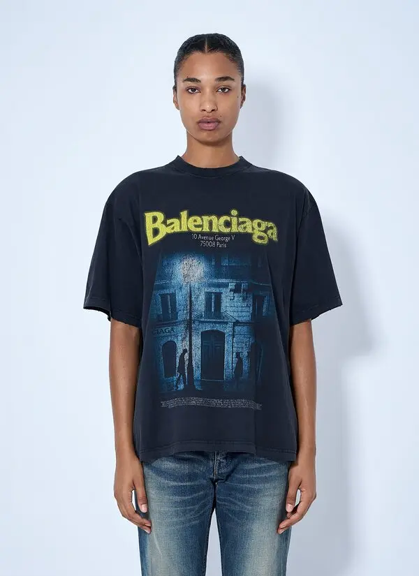 Balenciaga The Address Medium Fit T-shirt - Blue