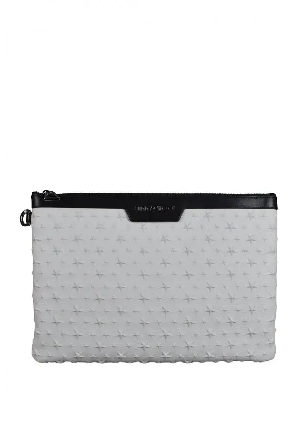 JIMMY CHOO Derek Clutch Bag With Studded Detail - White