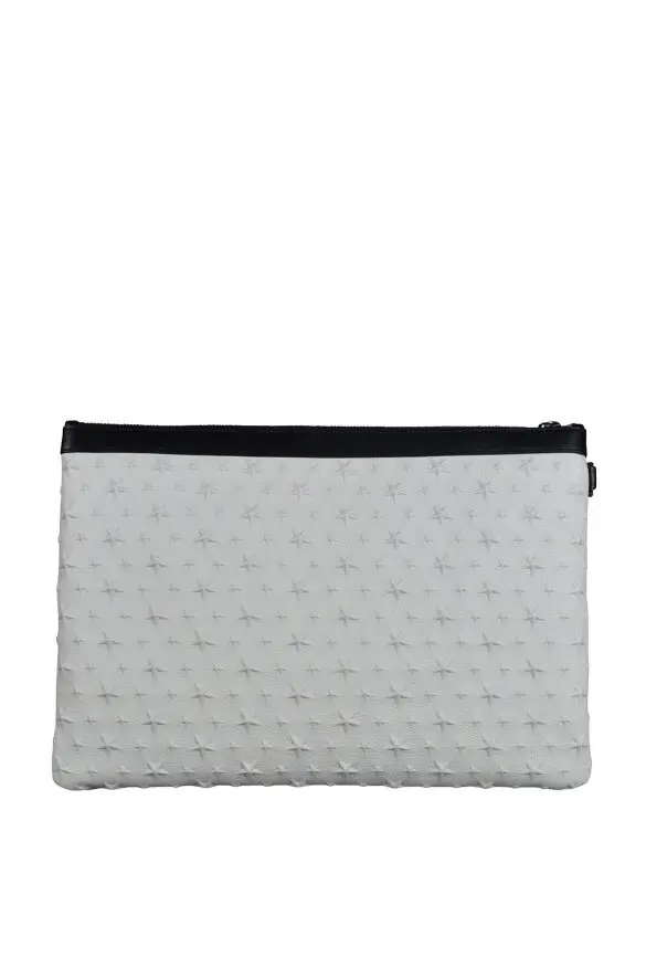 JIMMY CHOO Derek Clutch Bag With Studded Detail - White