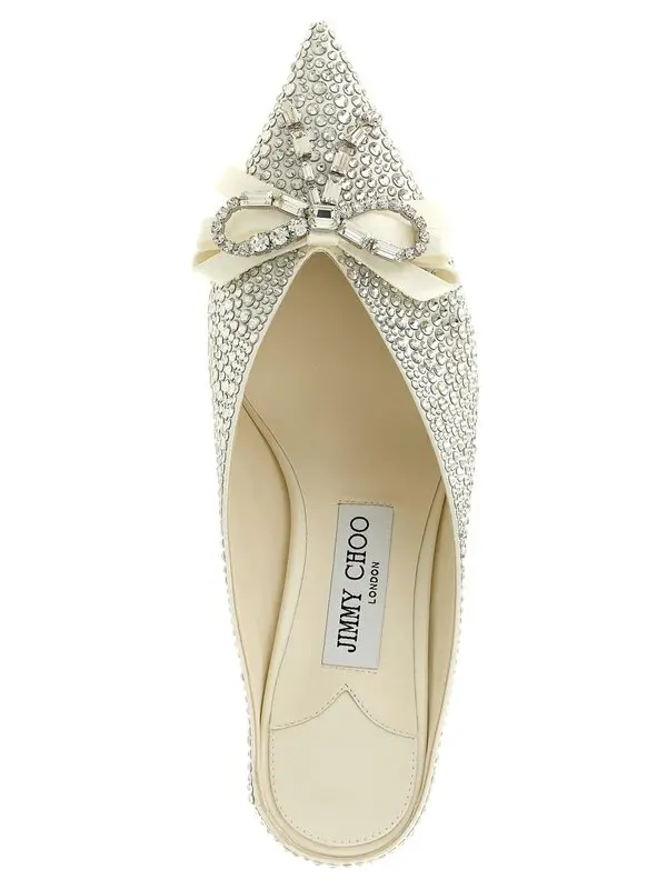 JIMMY CHOO Auria Crystal-embellished Satin Sabots - Silver