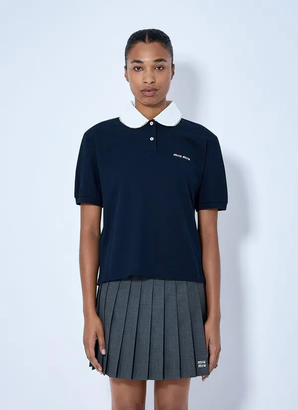 Miu Miu Piqué Polo Shirt - Blue