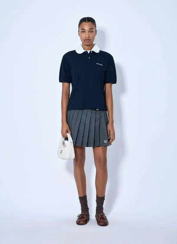 Miu Miu Piqué Polo Shirt - Blue