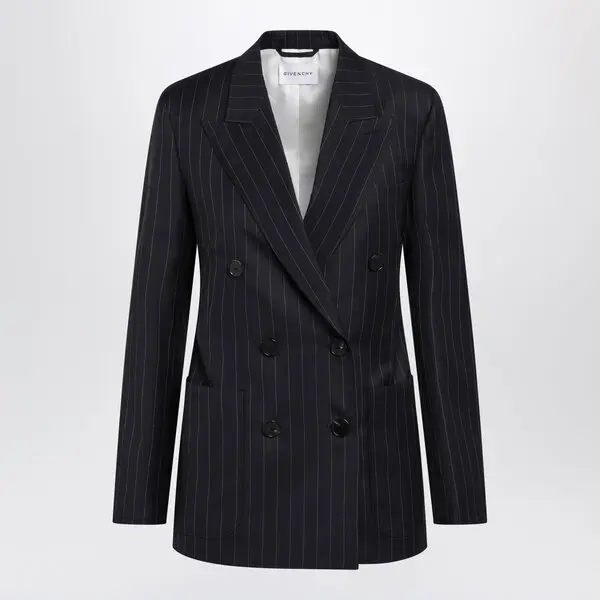 Givenchy Double-breasted Pinstripe Wool Jacket - Blue