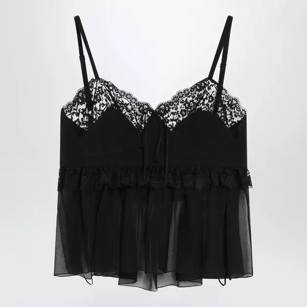 Chloé Silk Crãªpe De Chine Top With Thin Straps - Black