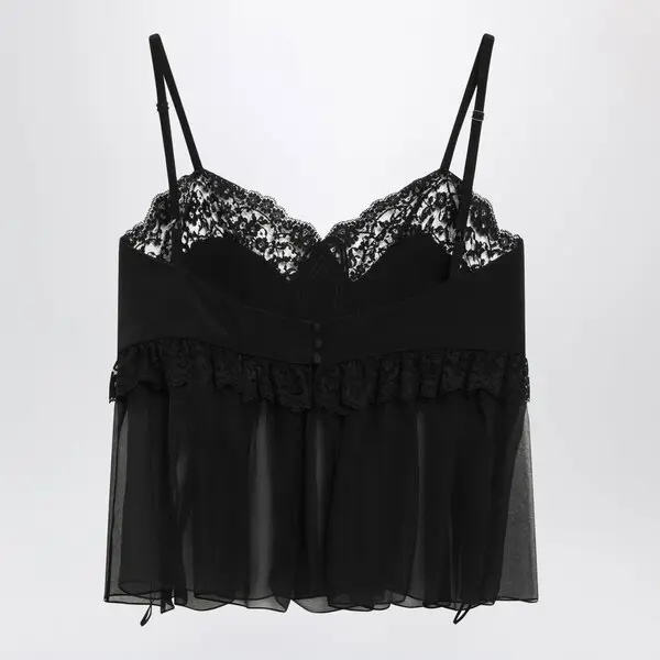 Chloé Silk Crêpe De Chine Top With Thin Straps - Black