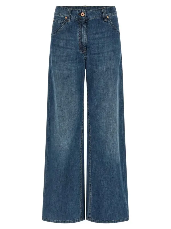 Brunello Cucinelli Wide Leg Jeans - Blue
