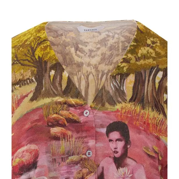 Versace The Naturist Print Silk Cardigan - Multicolor