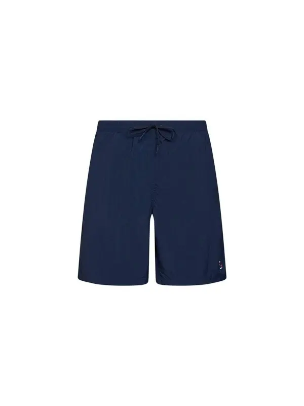 Fendi Dark Blue Nylon Embroidered Swim Shorts