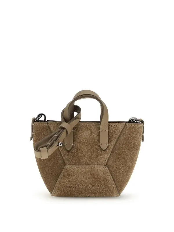 Brunello Cucinelli Micro Suede Shoulder Bag - Brown