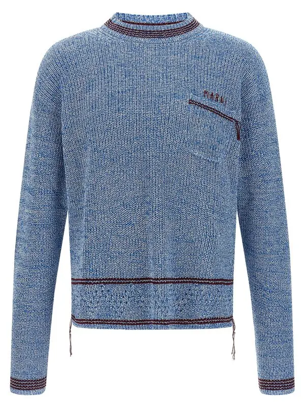 Marni Mending Cotton Sweater - Blue