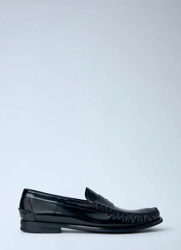 Prada Brushed Leather Loafers - Black