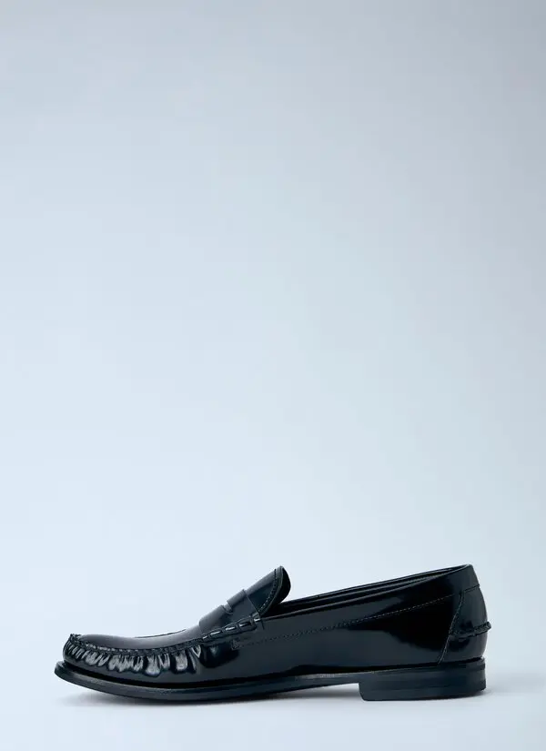 Prada Brushed Leather Loafers - Black