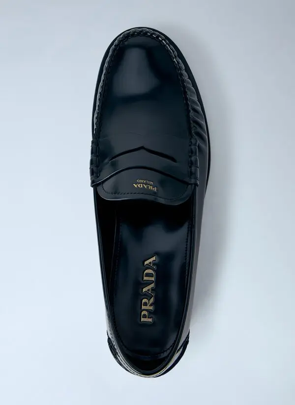 Prada Brushed Leather Loafers - Black