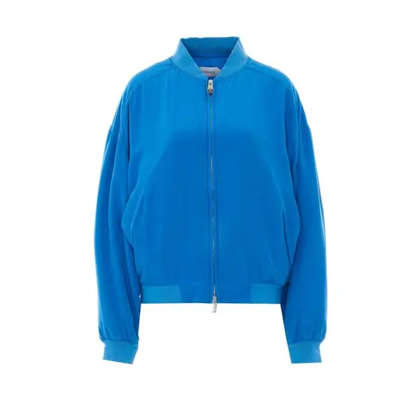 Versace Silk-poplin Zip Blouson With Logo Embroidery