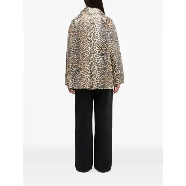 GANNI Leopard Print Oversized Jacket - Cream