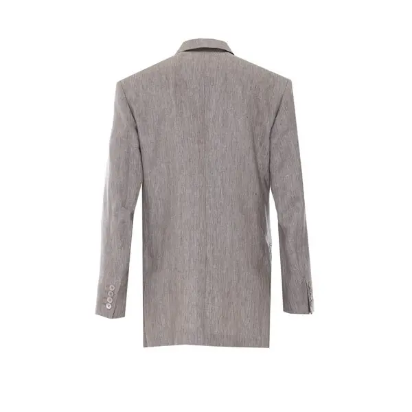 Max Mara Olimpia Chevron Linen Double Breasted Blazer