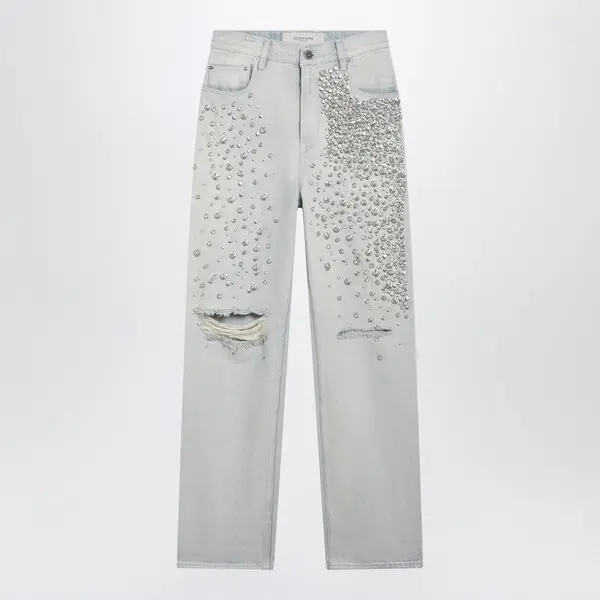 GOLDEN GOOSE Light Jeans With Cabochon Crystals - Blue