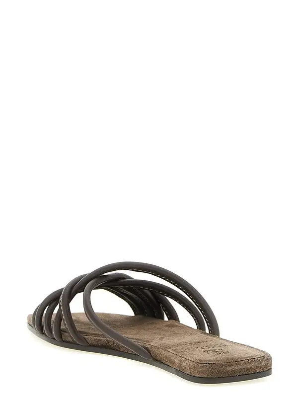 Brunello Cucinelli Leather Slides - Brown