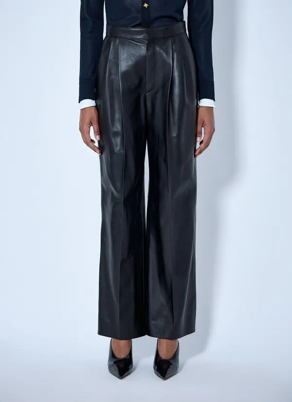 Bottega Veneta Soft Semi Shiny Nappa Trousers - Black
