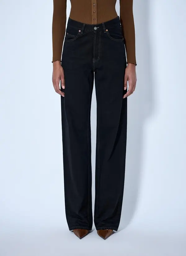 Saint Laurent V-waist Long Baggy Jeans - Black