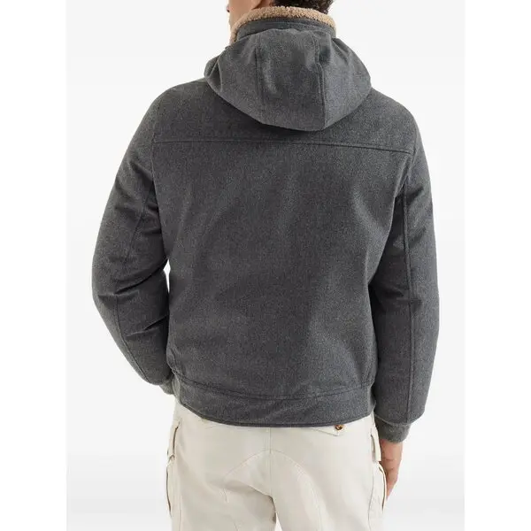 Brunello Cucinelli Wool Zip-up Hooded Jacket - Gray
