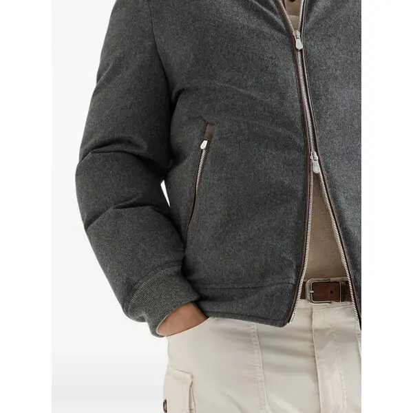 Brunello Cucinelli Wool Zip-up Hooded Jacket - Gray