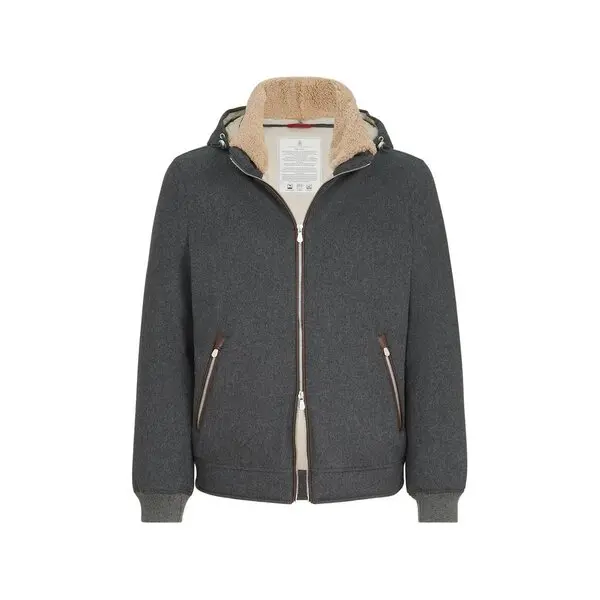 Brunello Cucinelli Wool Zip-up Hooded Jacket - Gray