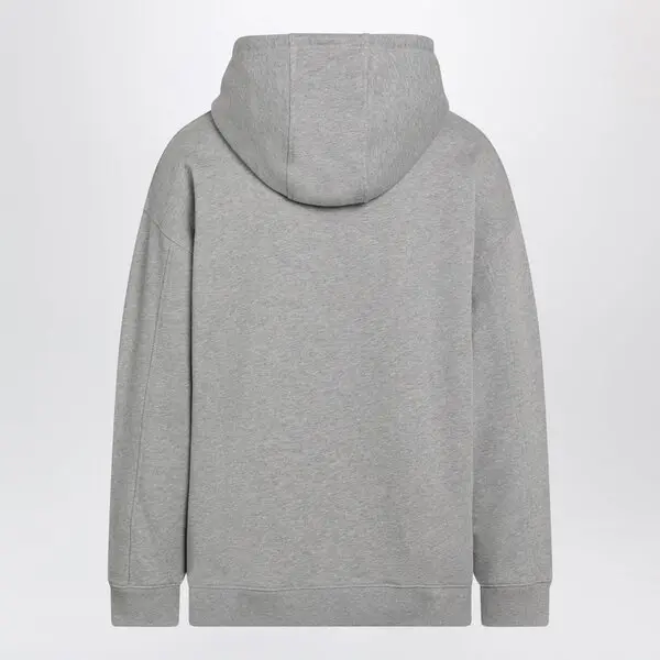 Loewe Grey Melange Relaxed-fit Hoodie With Leather Drawstring