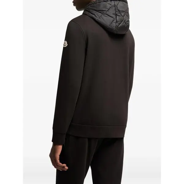 Moncler Quilted Panel Zip-up Hoodie - Black