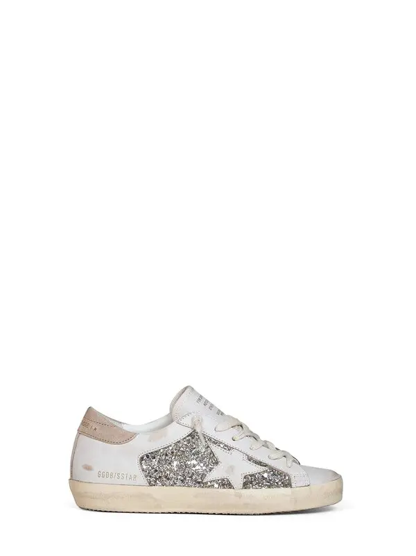GOLDEN GOOSE Leather And Glitter Super-star Sneakers - Multicolor