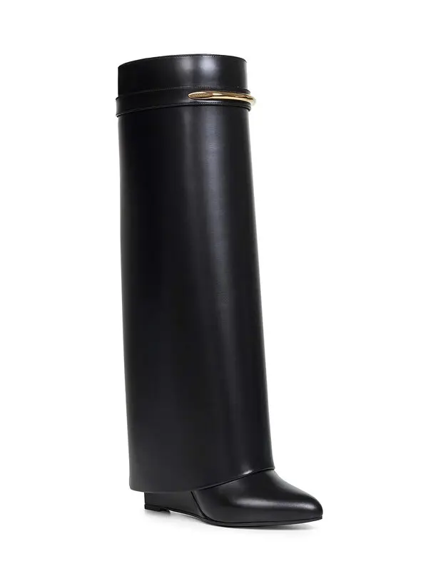 Givenchy Black Leather Shark Pinch Knee-high Boots - Multicolor